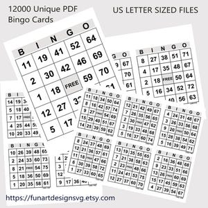 Bingo 12,000 Printable Cards. Fun Party Game - Etsy