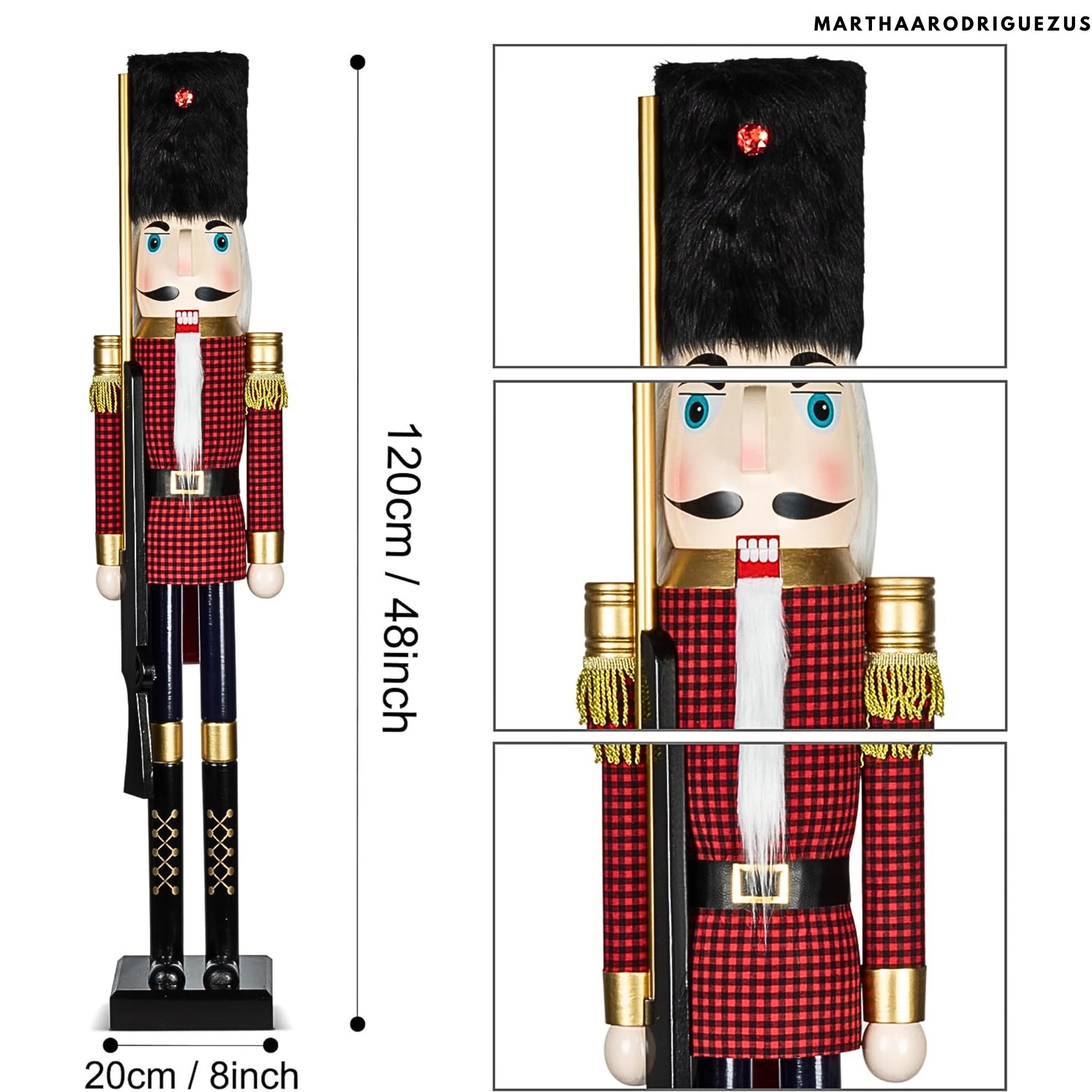 4ft Christmas Nutcracker Figurine Wooden Red Black Soldier - Etsy