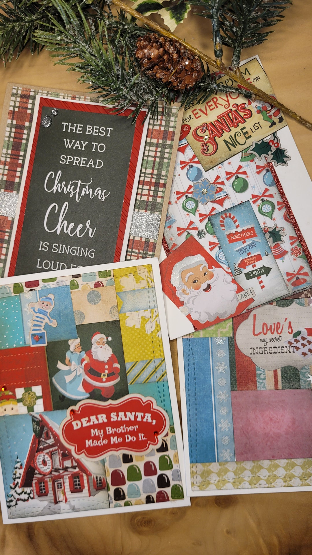 Set of 4 Handmade Christmas Greeting Cards - Etsy