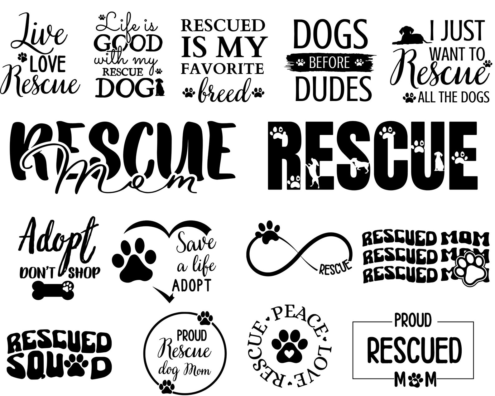 Rescue Dog SVG Bundle, Rescue Dog Quote Svg, Dog Lover SVG, Rescue Mom ...