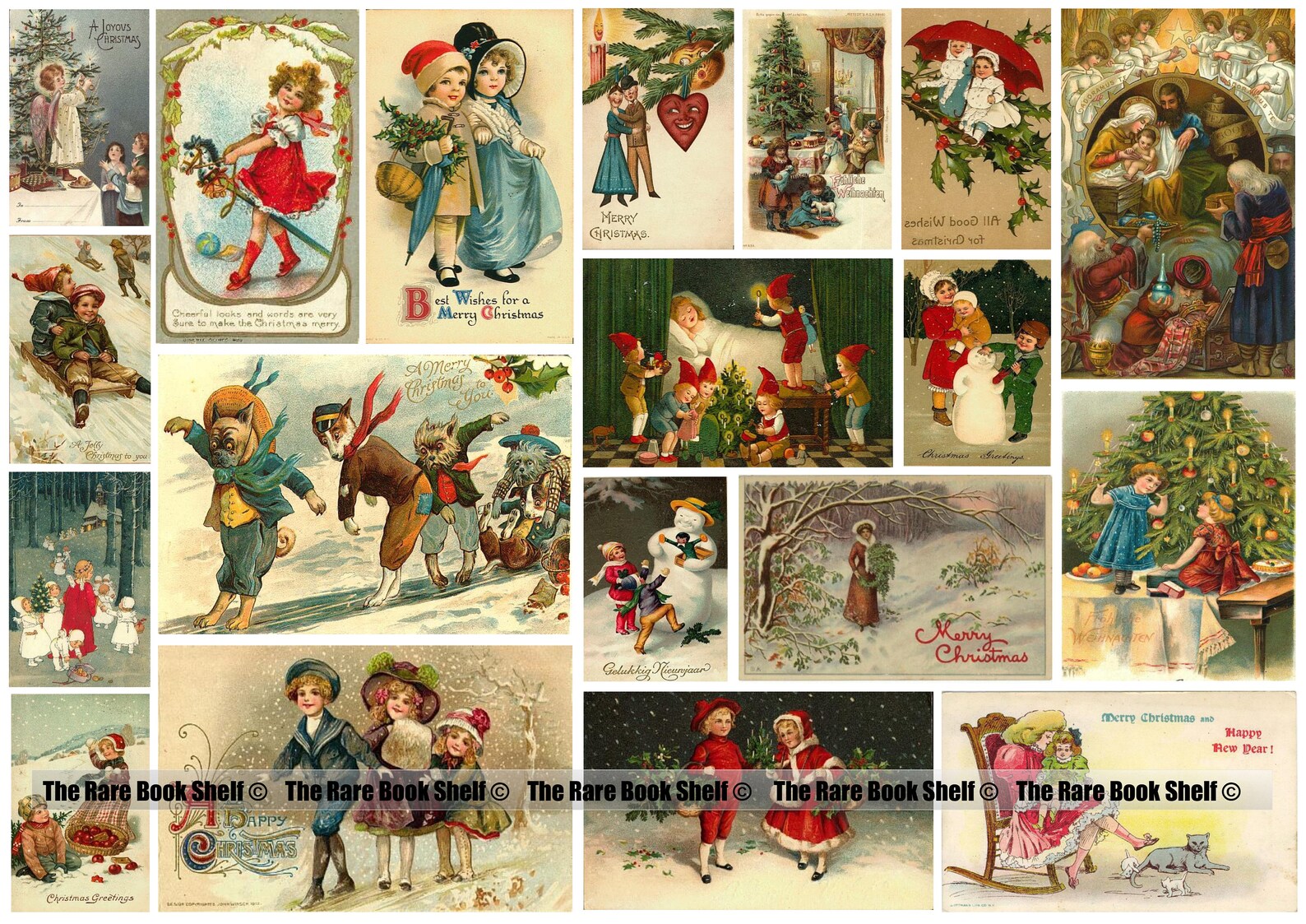 Wonderful Printable Vintage Christmas Cards Collage Sheet - Victorian ...