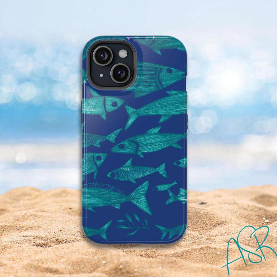 Fish Magnetic Tough Case, Blue Background, iPhone Cover, Phone ...