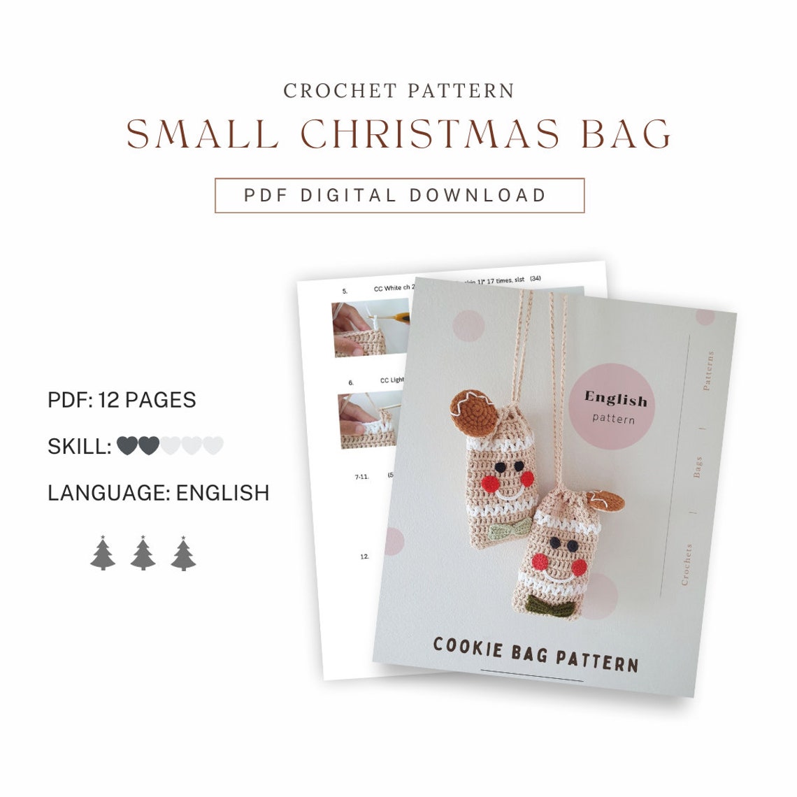 CROCHET PATTERN Christmas Bags Santa Claus Bags Small - Etsy