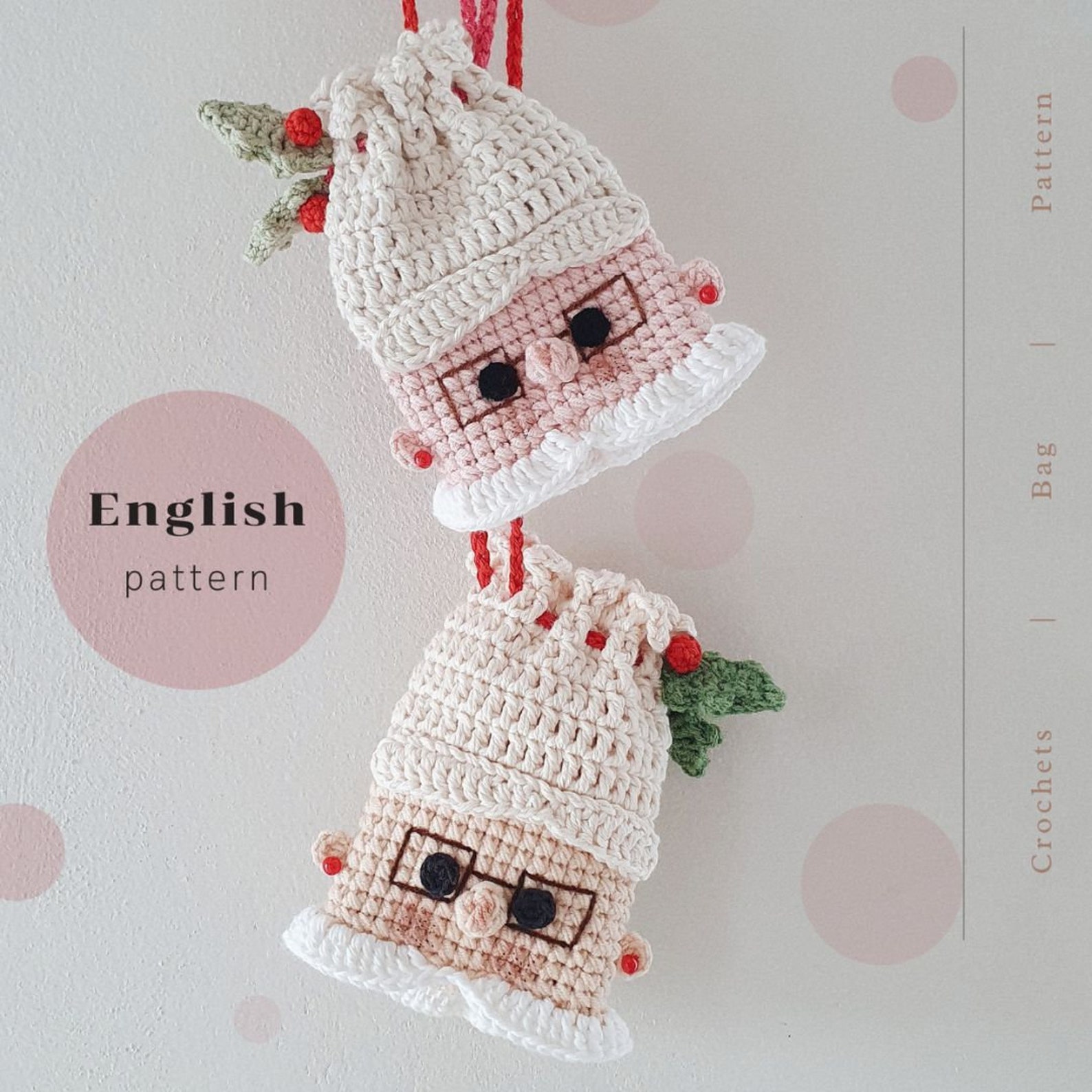 CROCHET PATTERN | Christmas Bags Santalina | Santa Claus Bags | Small ...