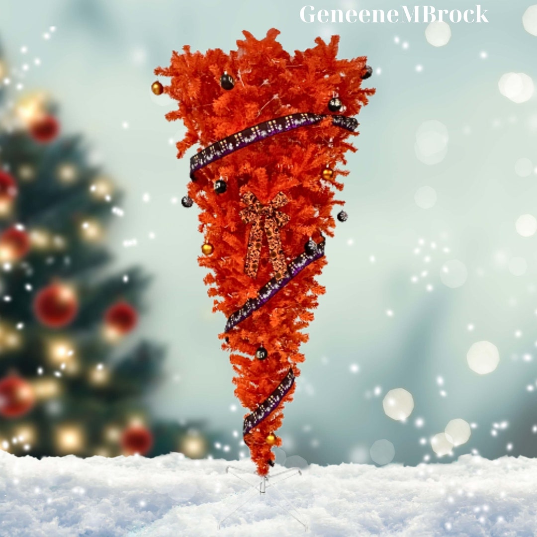 7.5 Foot Pre-lit Inverted Christmas Tree With Artificial - Etsy
