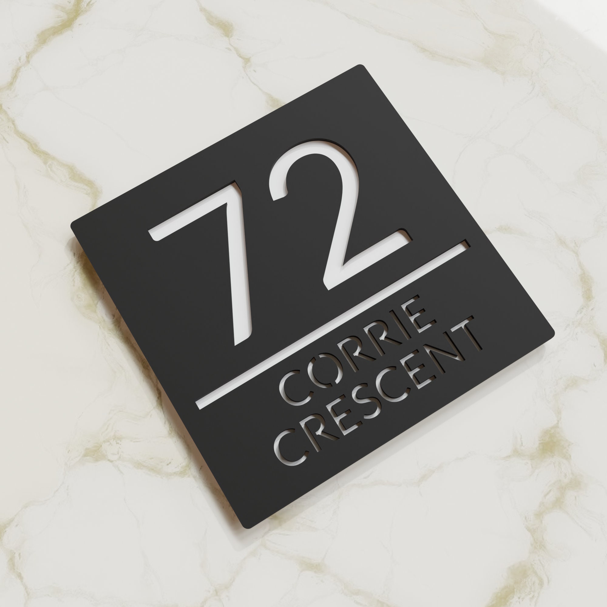 Laser Cut House Signs Numbers Matt Black Acrylic Plaque With Gloss ...