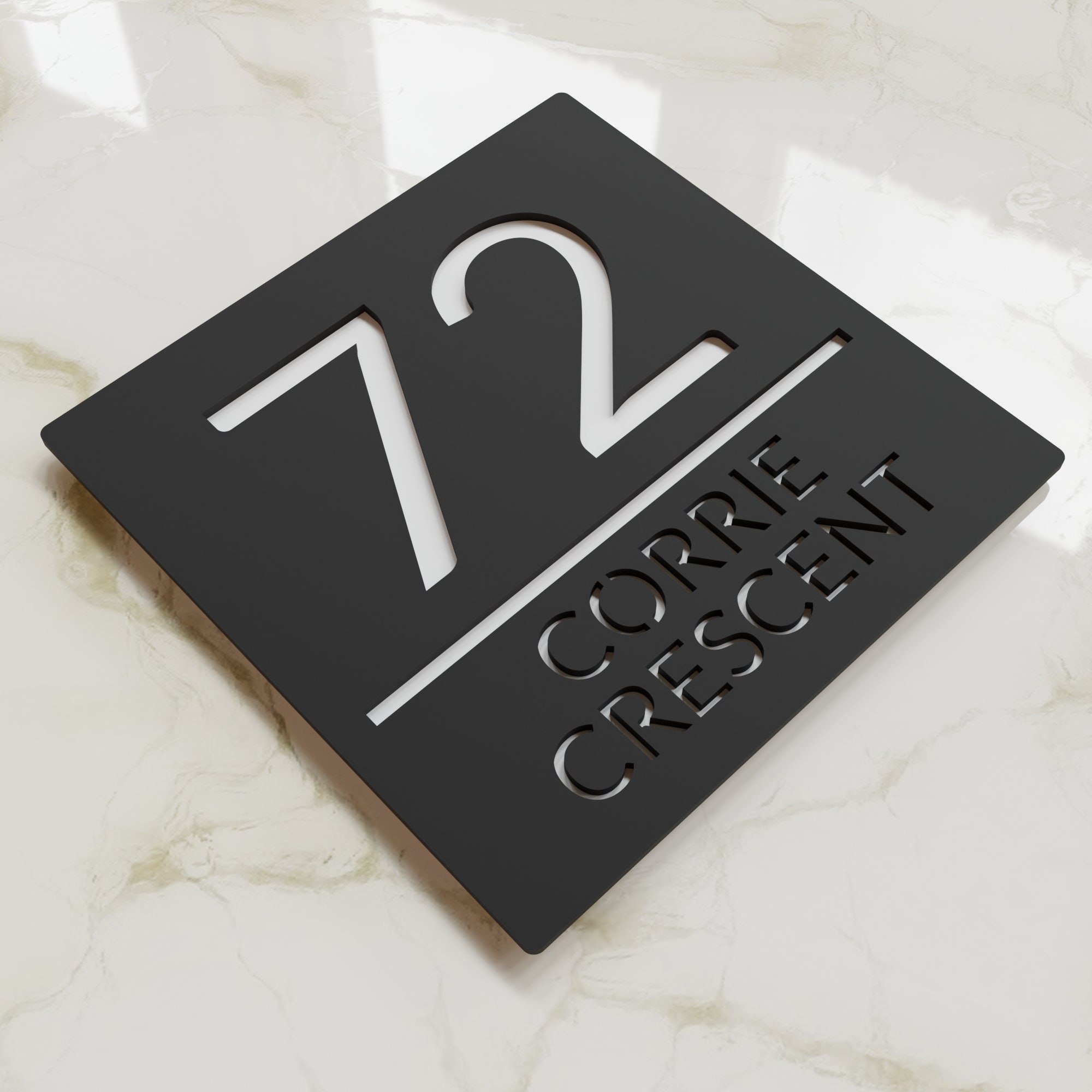 Laser Cut House Signs Numbers Matt Black Acrylic Plaque With Gloss ...