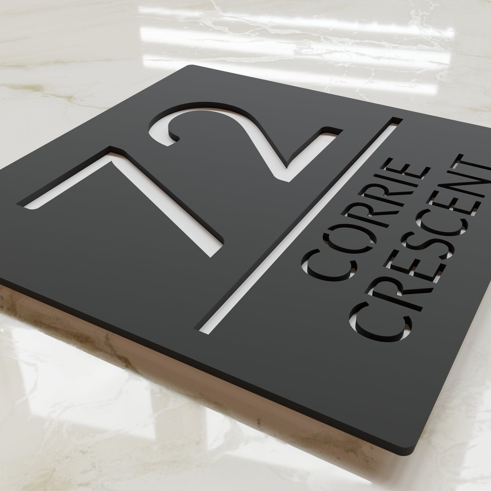 Laser Cut House Signs Numbers Matt Black Acrylic Plaque With Gloss ...
