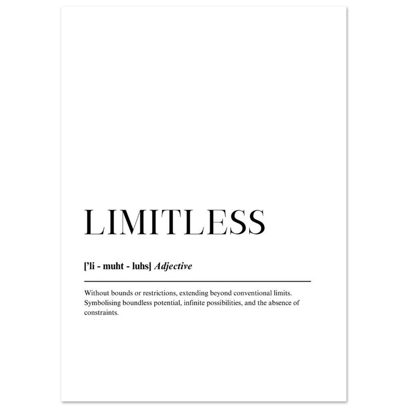 Limitless Definition Inspirational Wall Art Wall Decor Minimalist ...