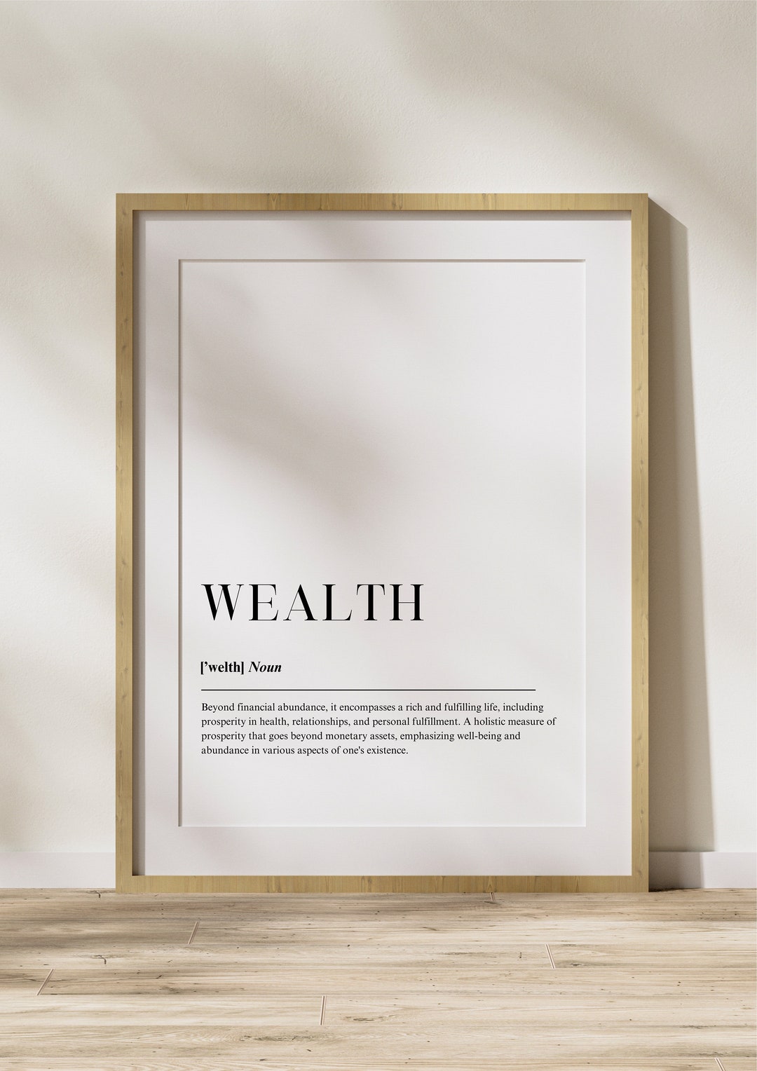 Wealth Definition Inspirational Wall Art Wall Decor Minimalist Poster ...