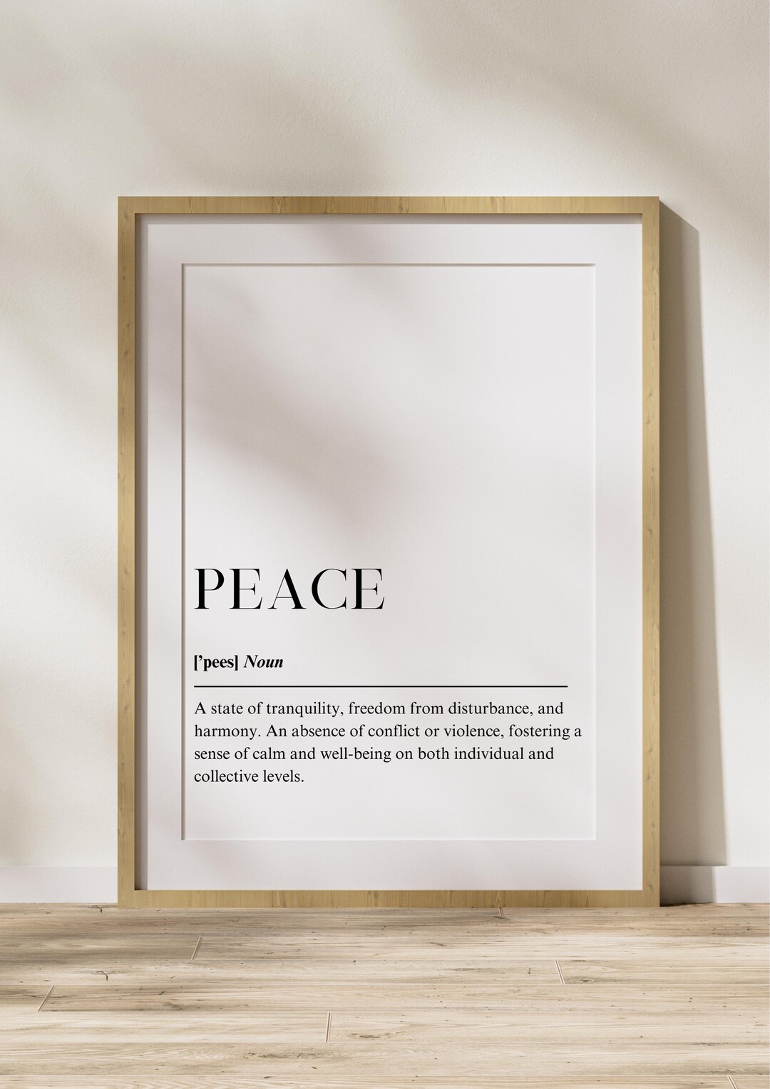 Peace Definition Poster, Minimalist Quote Wall Art, Inspirational ...