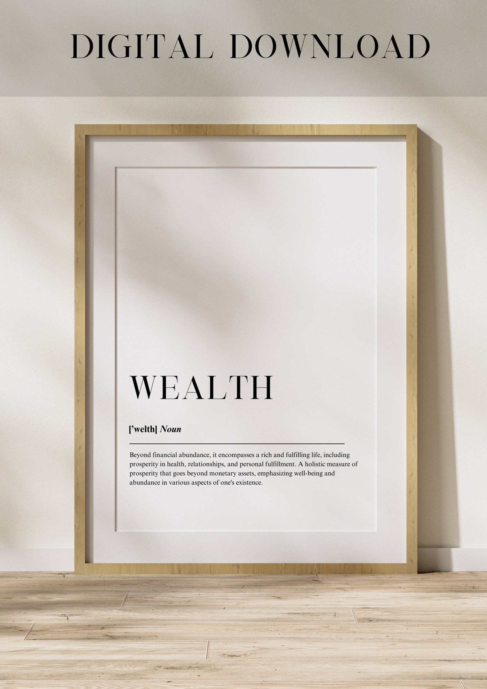 Wealth Definition Wall Art Digital Download Wall Decor Minimalist ...