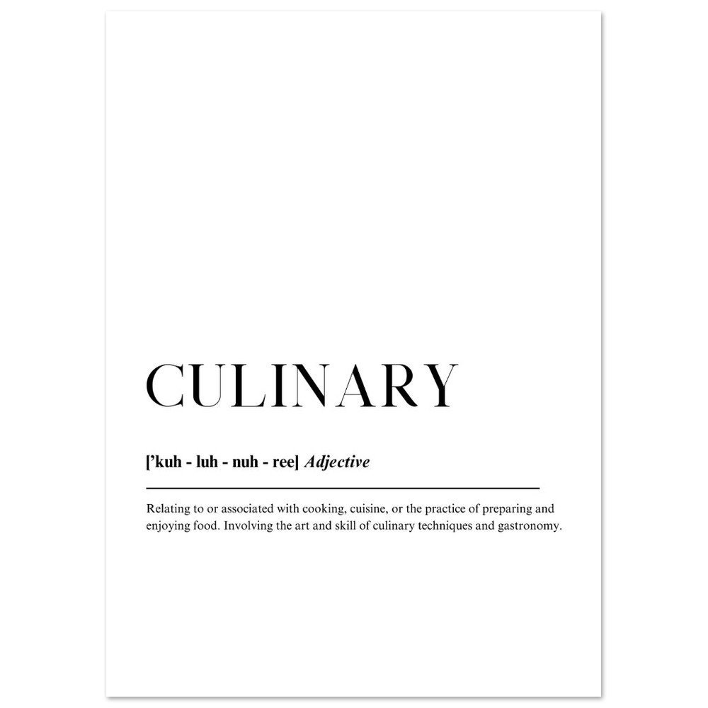 Culinary Definition Inspirational Wall Art Wall Decor Minimalist Poster ...