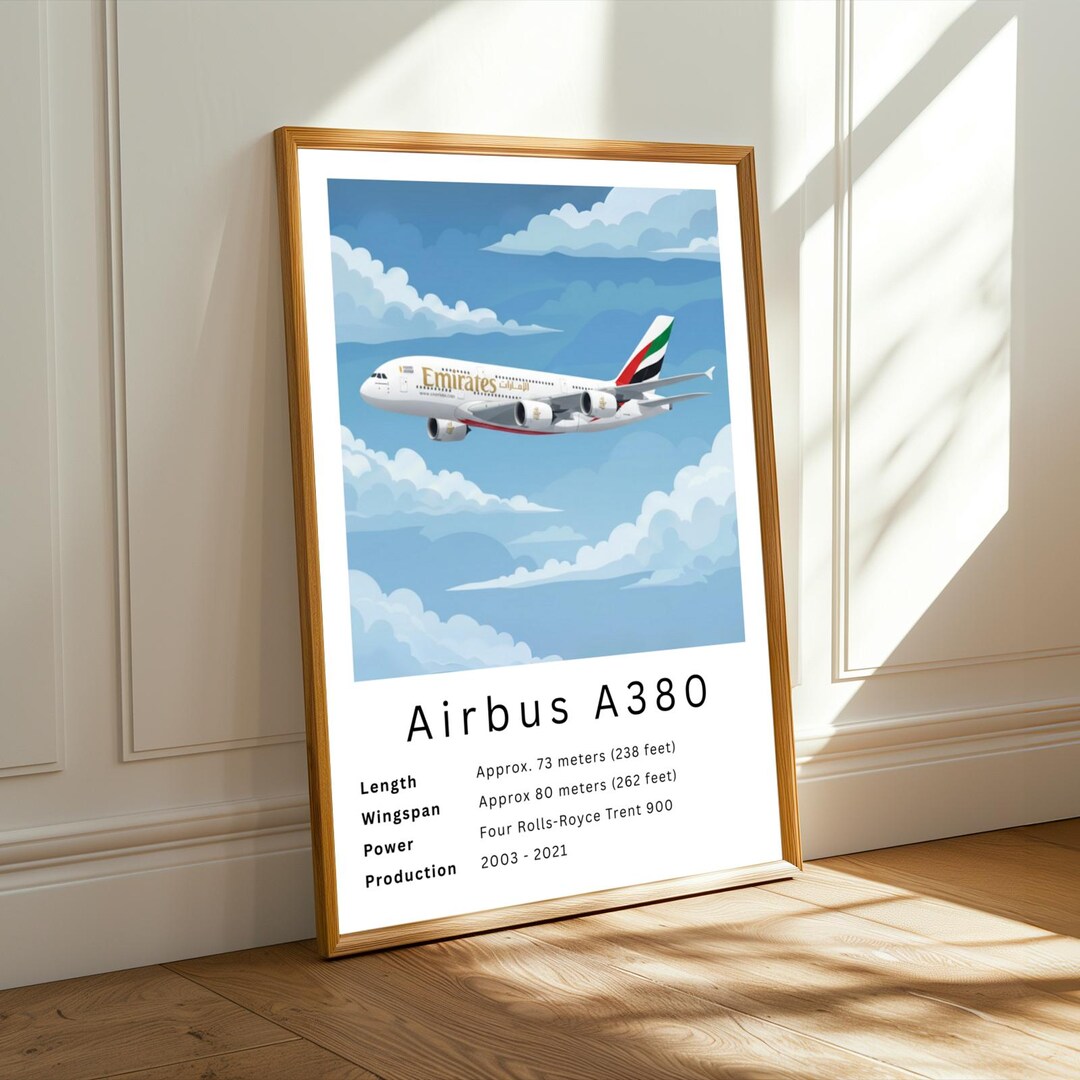 Airbus A380 Emirates Poster – Aviation Wall Art Matte Print Commercial ...
