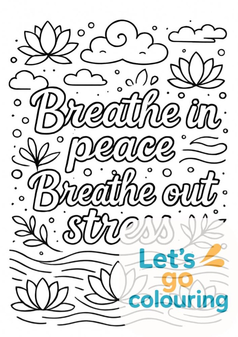 Positive Affirmations Coloring Book: 20 Printable Pages (digital ...
