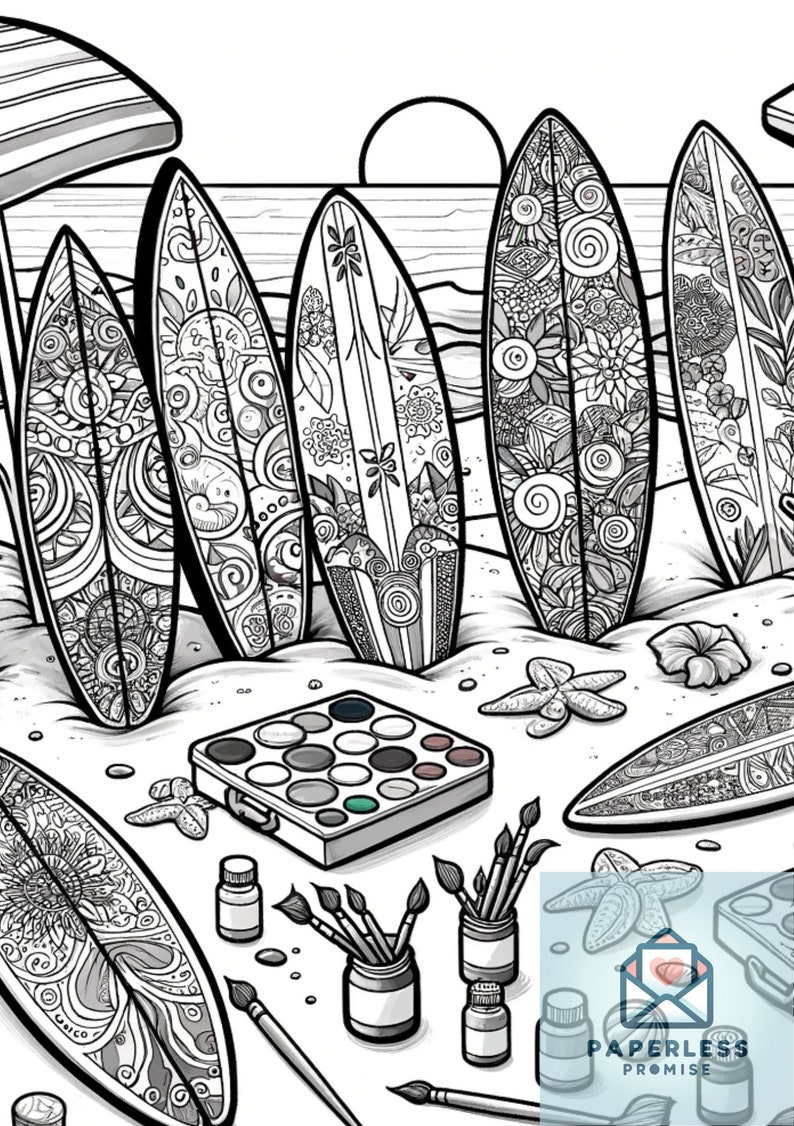 Surfing Colouring Pages for Kids | Printable Beach Surf Activity Book ...
