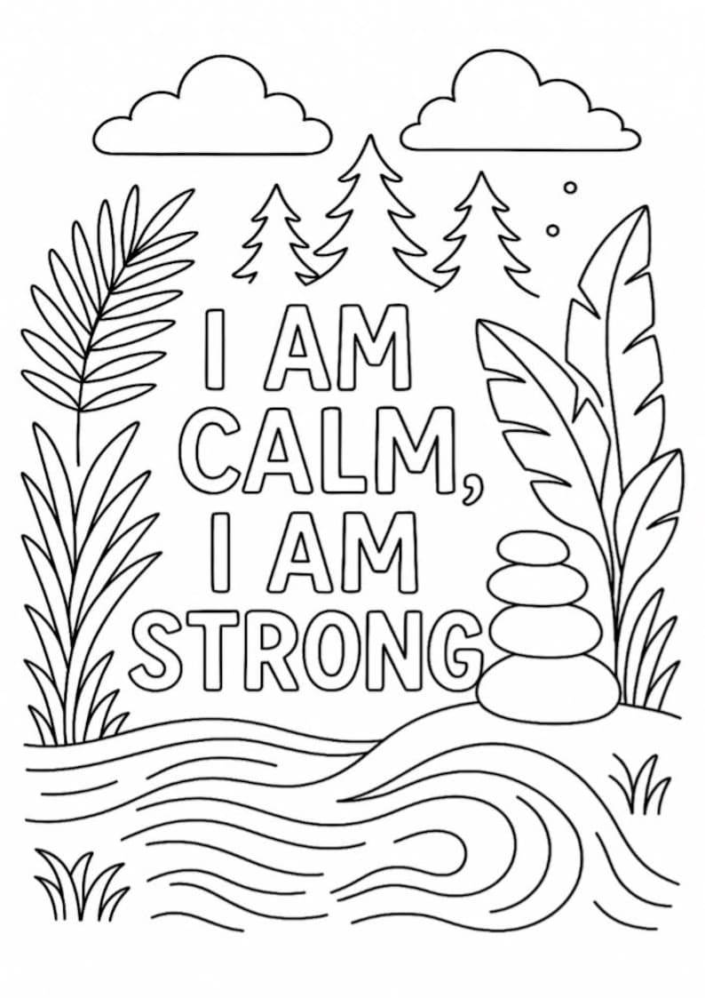 Positive Affirmations Coloring Book: 20 Printable Pages (digital ...