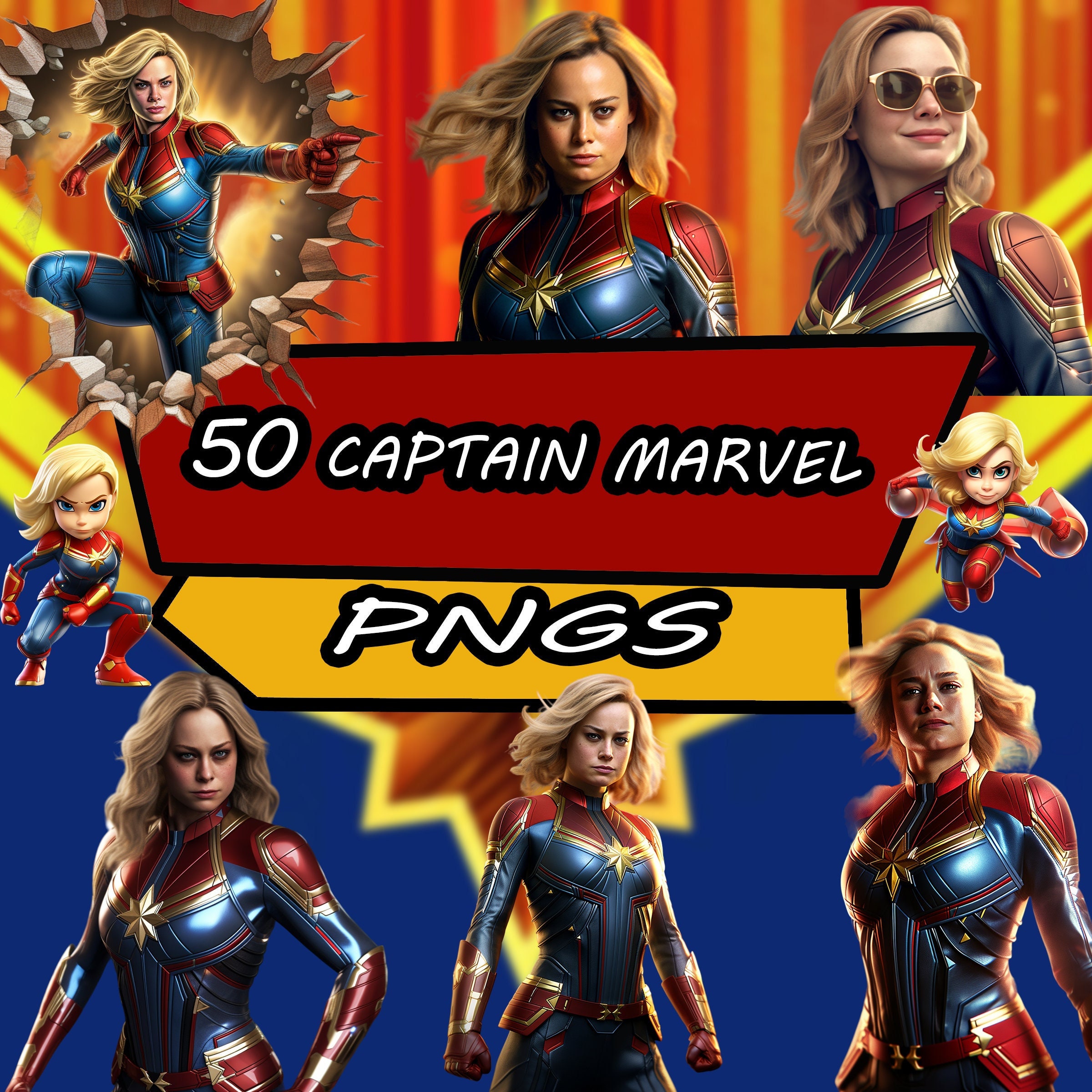 Captain Marvel PNG Superhero PNG Clipart Bundle Scrapbooking Fan Art ...