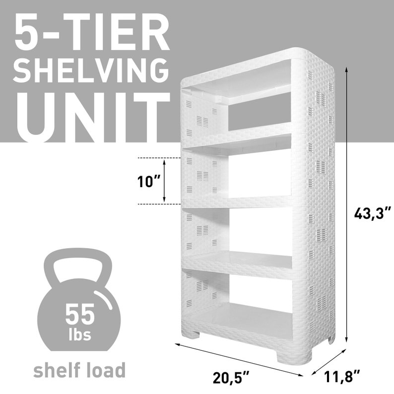 5 Tier Plastic Shelving Unit Outdoor Shelves Storage Rack - Etsy