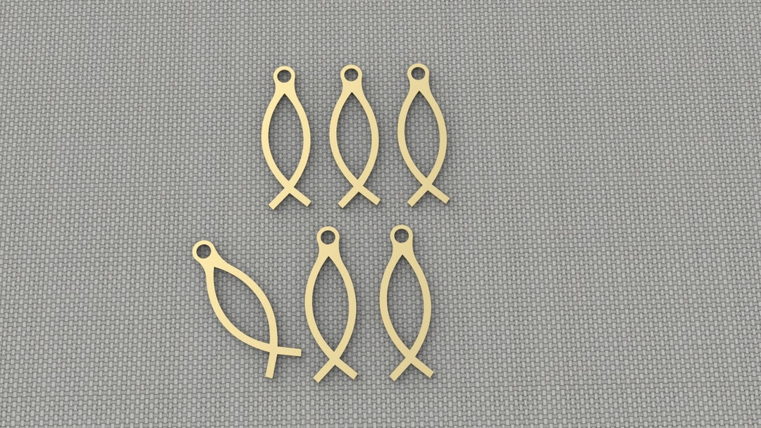 10 Raw Brass Jesus Fish Symbol Charm, Fish Connector Charms, Jesus Fish ...