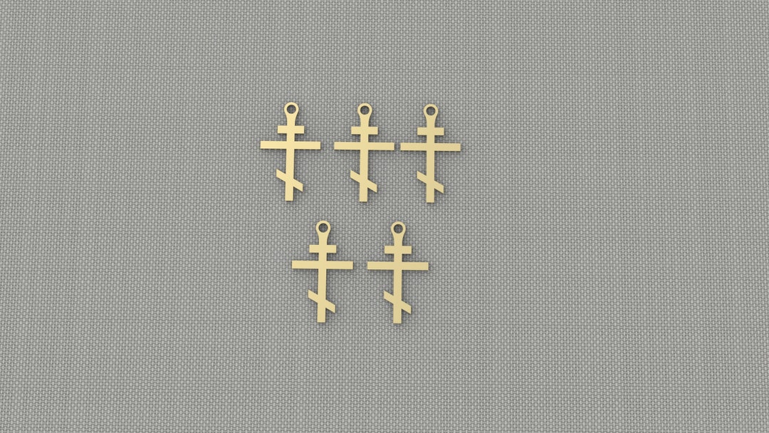 5 Raw Brass Orthodox Cross Charm, Eastern Orthodox Cross Necklace ...