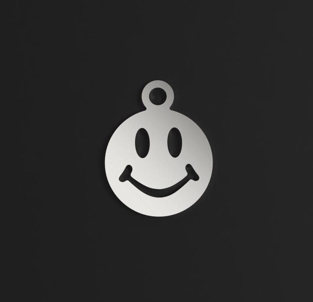 Sterling Silver Emoji Charm, Smiley Face Necklace, Happy Face Charm ...