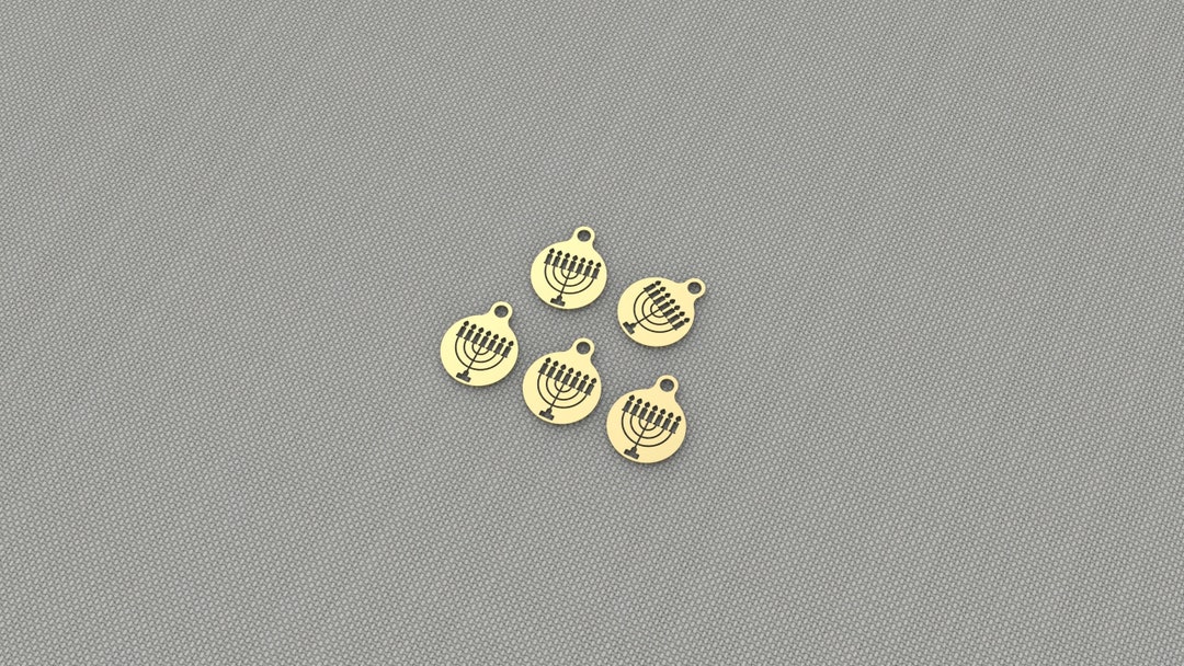 5 Raw Brass Menorah Charms, Star of David, Candle Charm, Jewish Jewelry ...