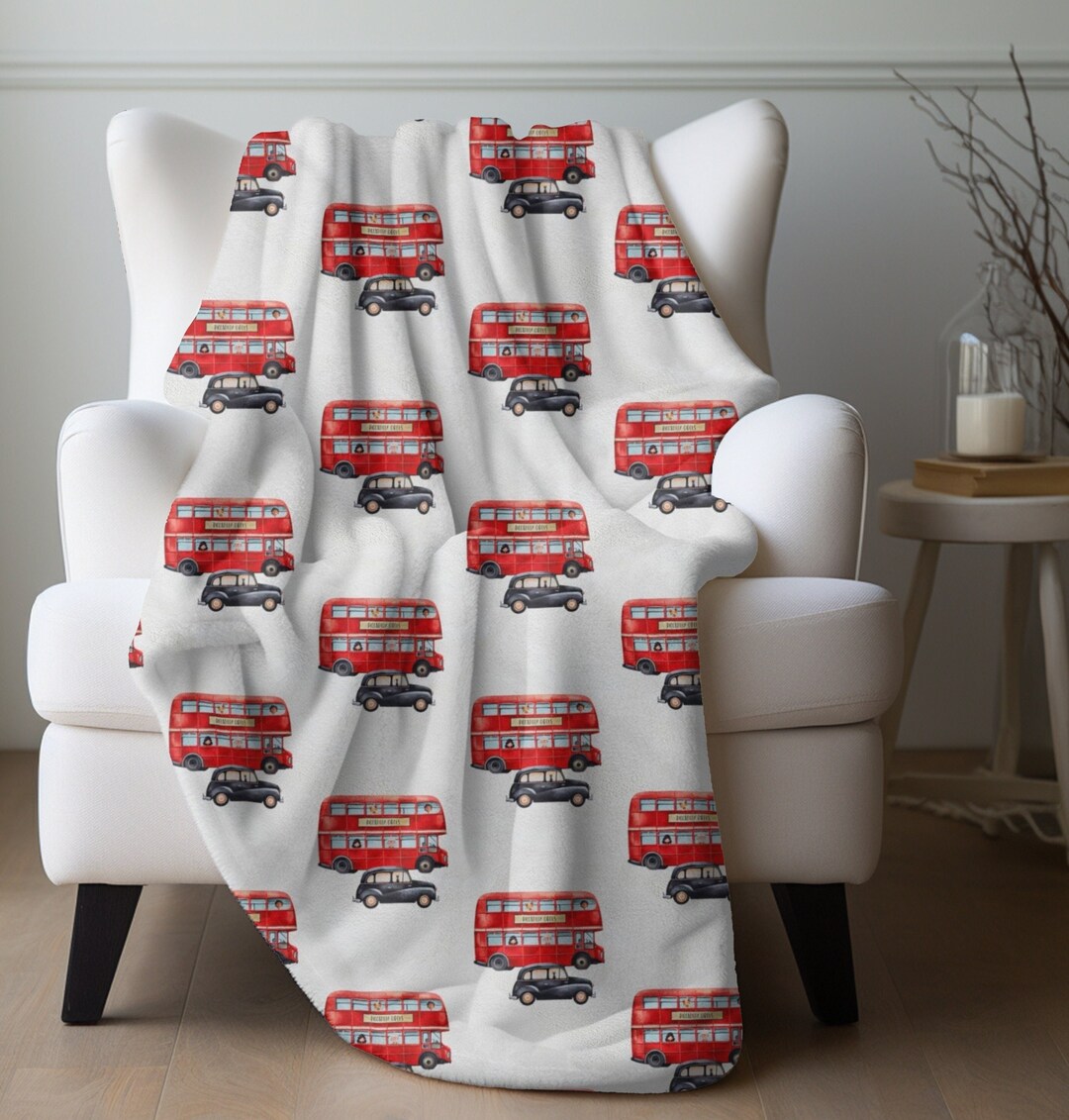 London Bus Cab Blanket Travel London Blanket Double Decker Bus London ...