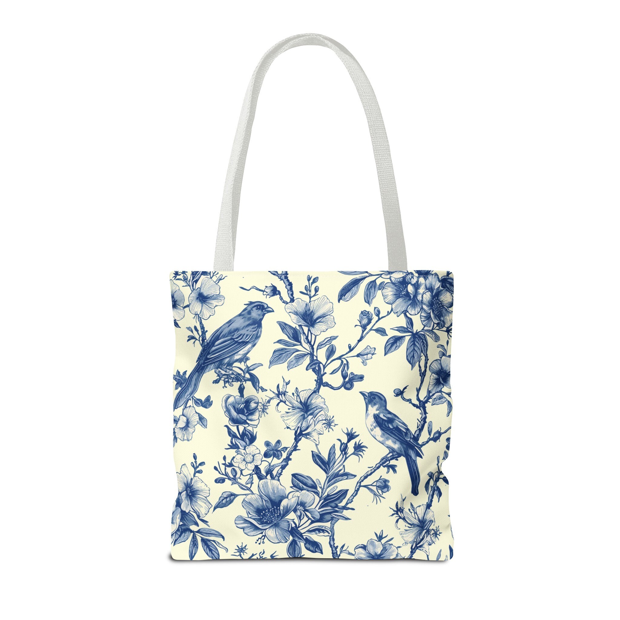 Toile Birds Tote Bag Blue Toile Birds Tote Bag French Country Toile De ...
