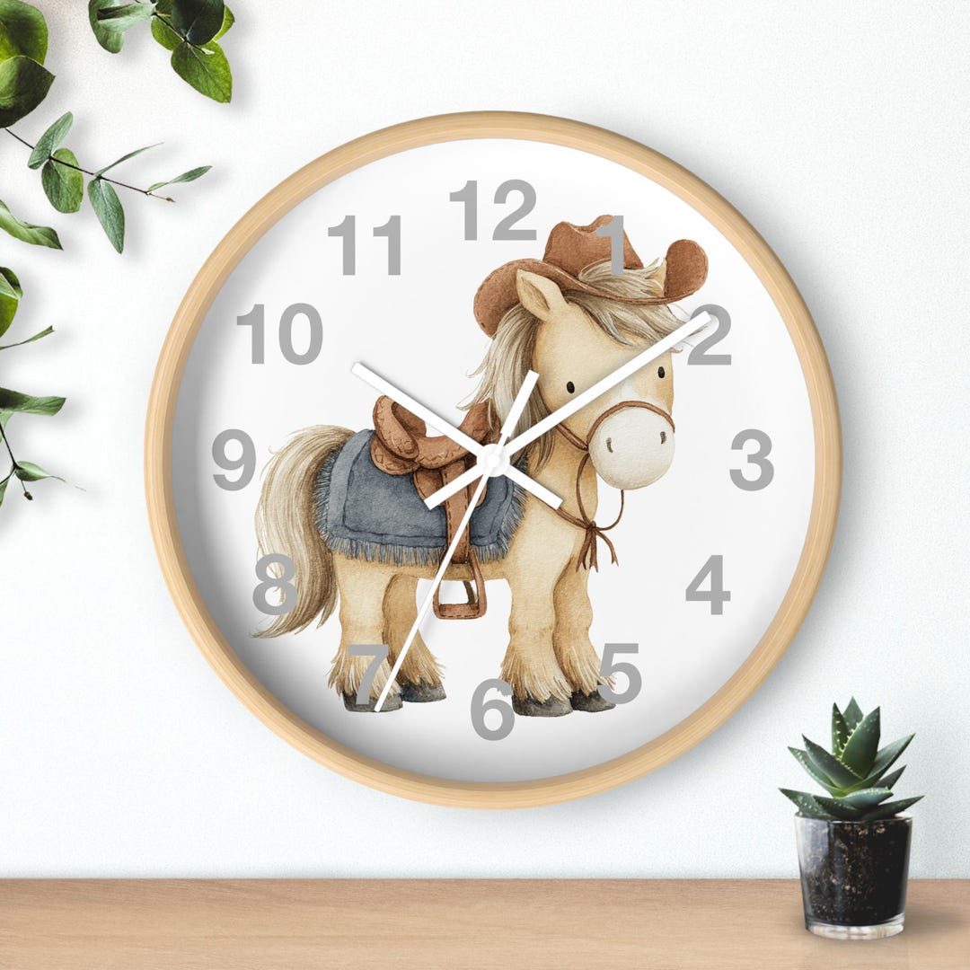 Pony Wall Clock Kids Western Horse Decor Ranch Kids Wall Clock ...