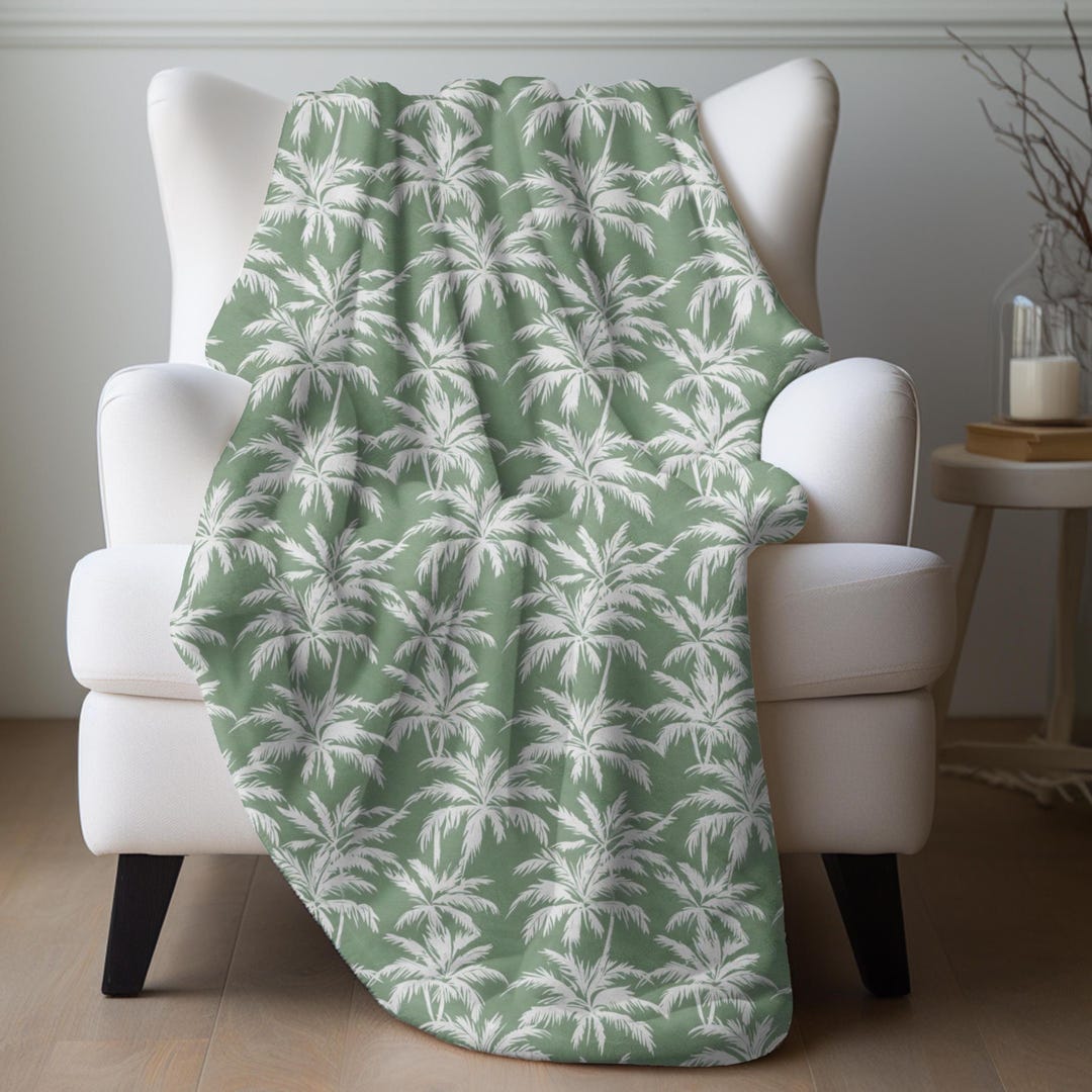 Green Palm Trees Blanket Tropical Palm Throw Summer Beach Blanket Palm ...