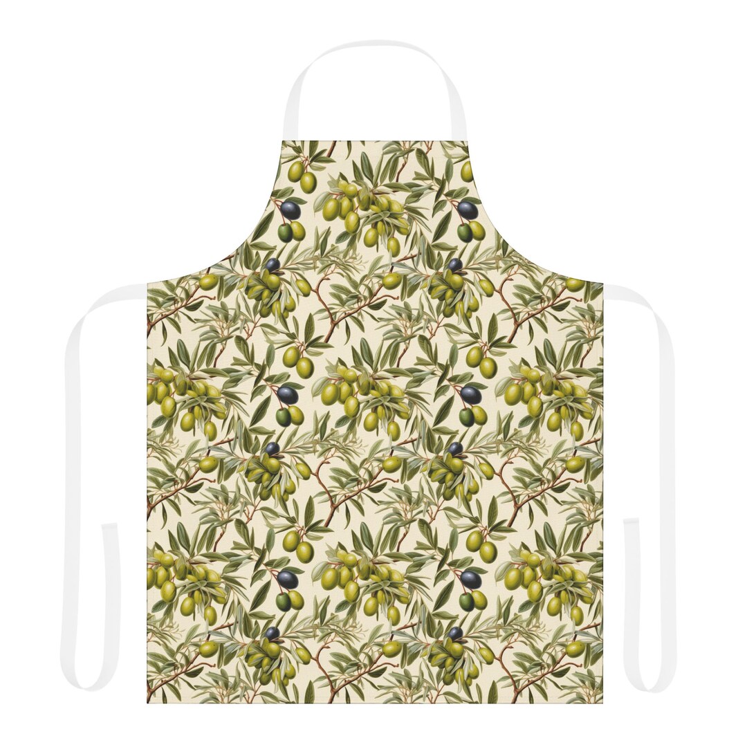 Italian Olives Apron Mediterranean Kitchen Apron Green Olive Apron ...