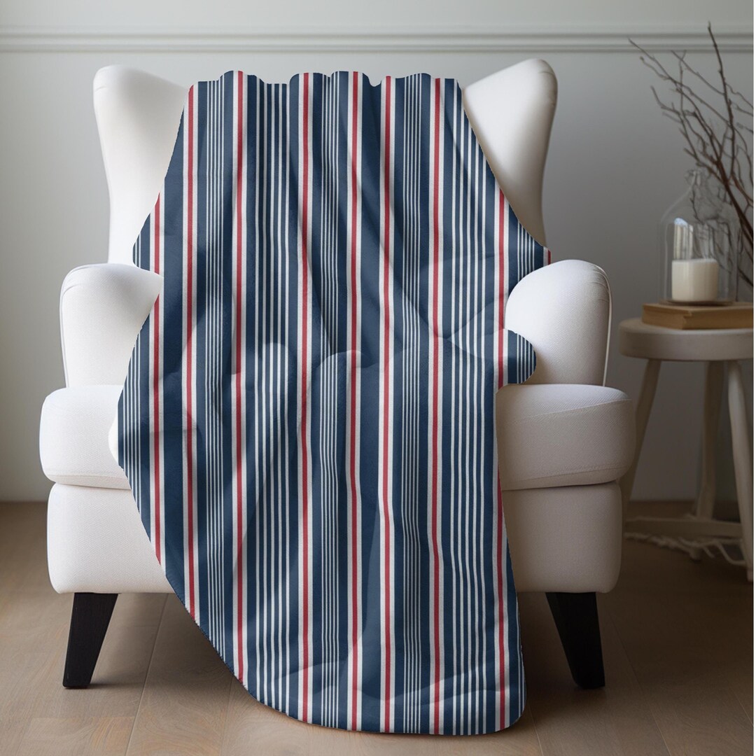 Blue Stripe Blanket Nautical Striped Blanket Masculine Throw Blanket ...