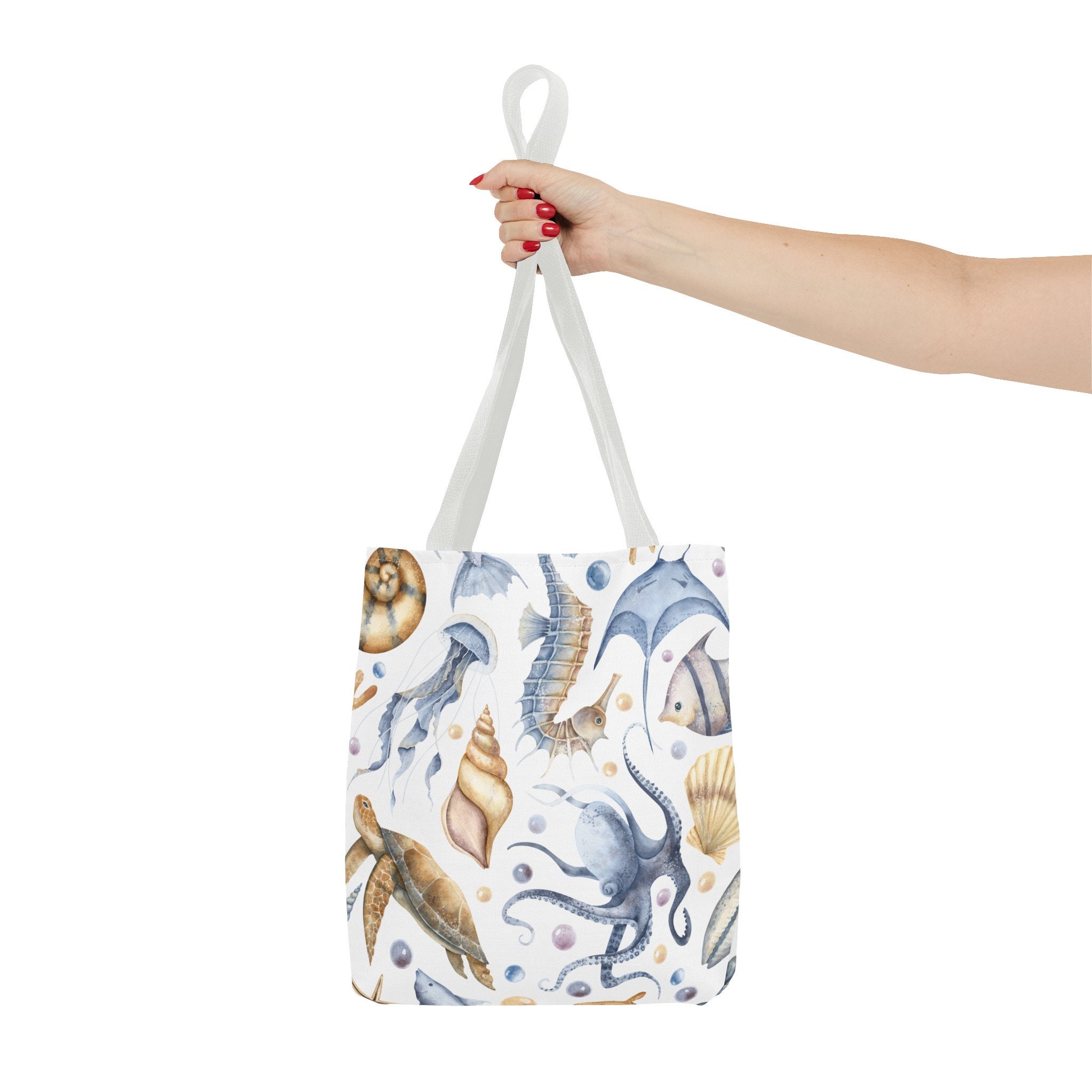 Sea Creatures Tote Bag AOP Ocean Creature Bag Seahorse Tote Turtle Bag ...