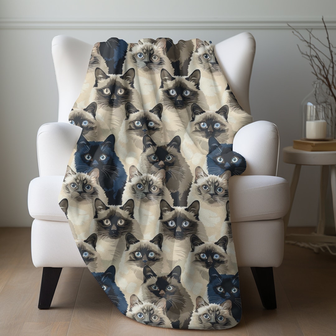 Funny Cats Velveteen Plush Blanket Cat Blanket Funny Cats Gray Cat ...