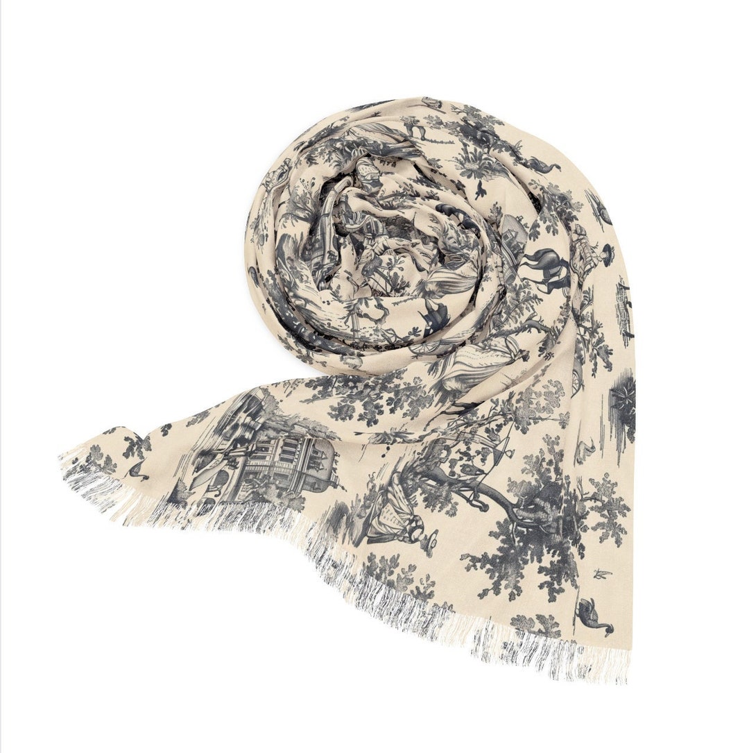 Black Toile Scarf French Country Scarf Horse Print Scarf Black and ...