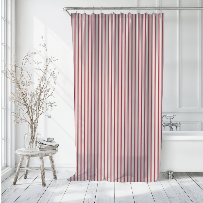 Curtain With Red Ticking - Etsy