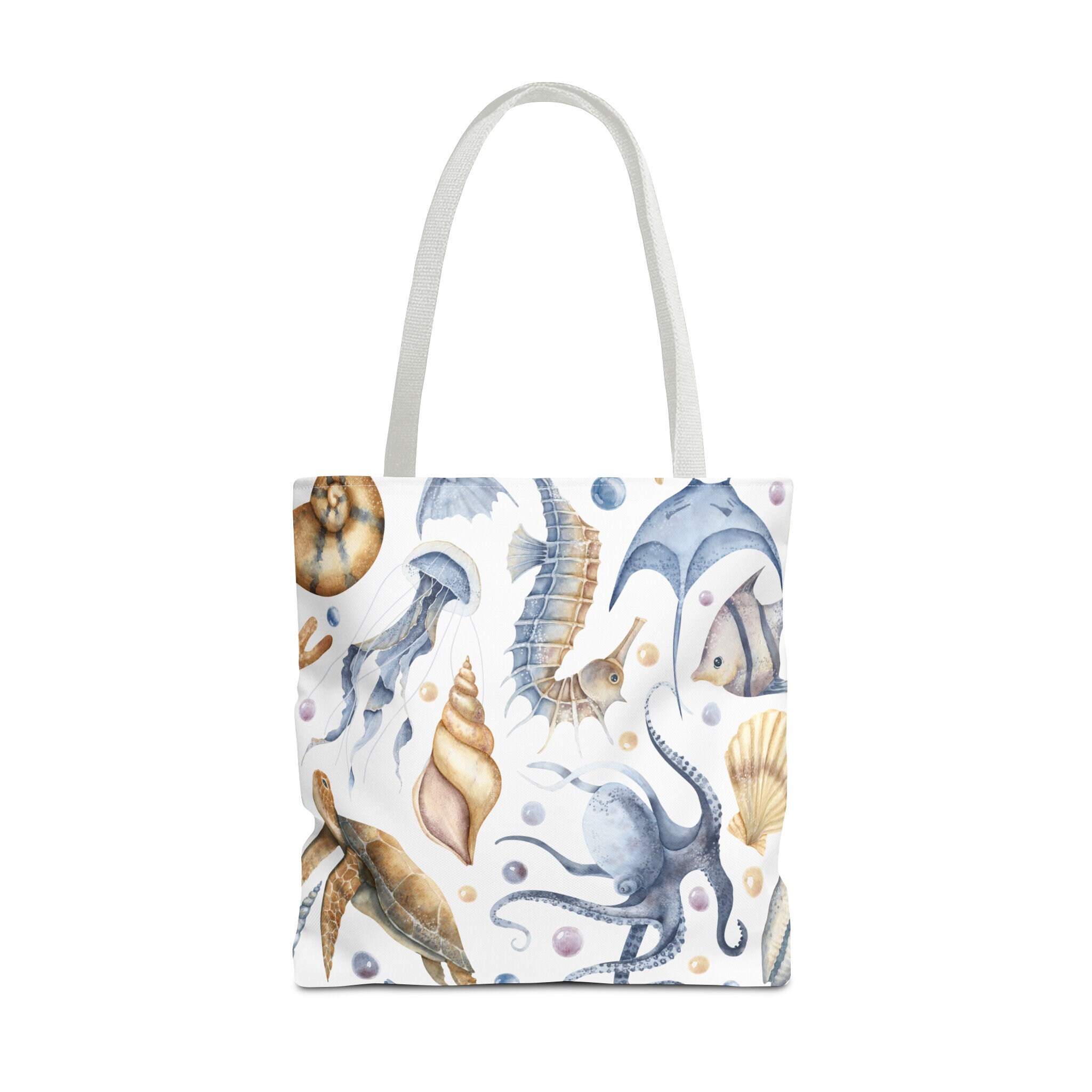 Sea Creatures Tote Bag AOP Ocean Creature Bag Seahorse Tote Turtle Bag ...