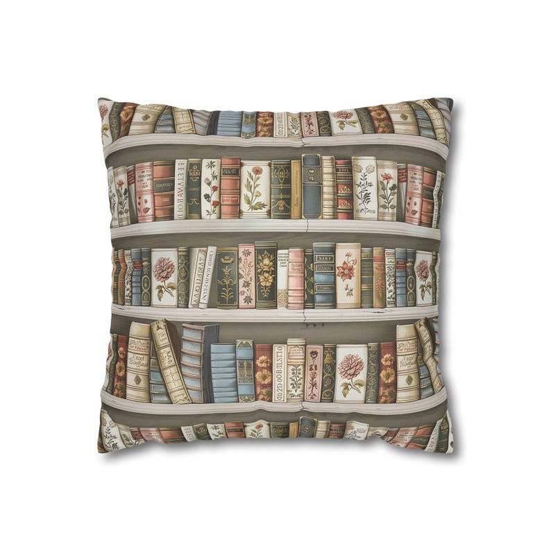 Bookshelf Pillow Cover Library Decor Pillow Literary Cushion Cover ...