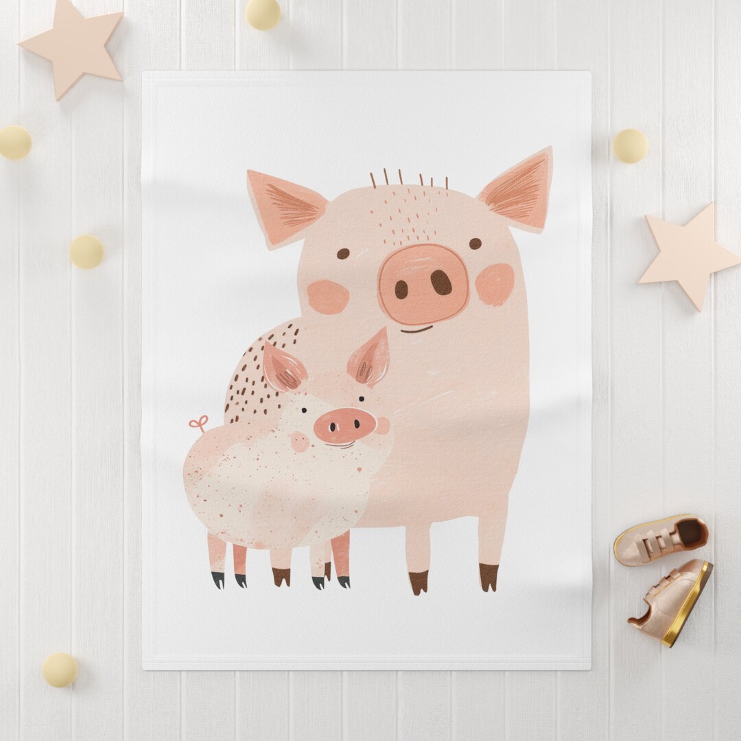Pig Baby Blanket, Boho Pig Baby Blanket, Boho Pig, Farm Baby Blanket ...