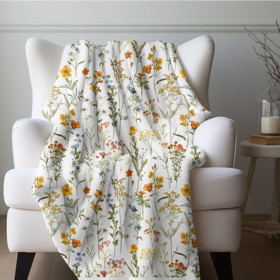 Wildflower Throw Yellow Flowers Blanket Wildflowers Blanket Spring ...