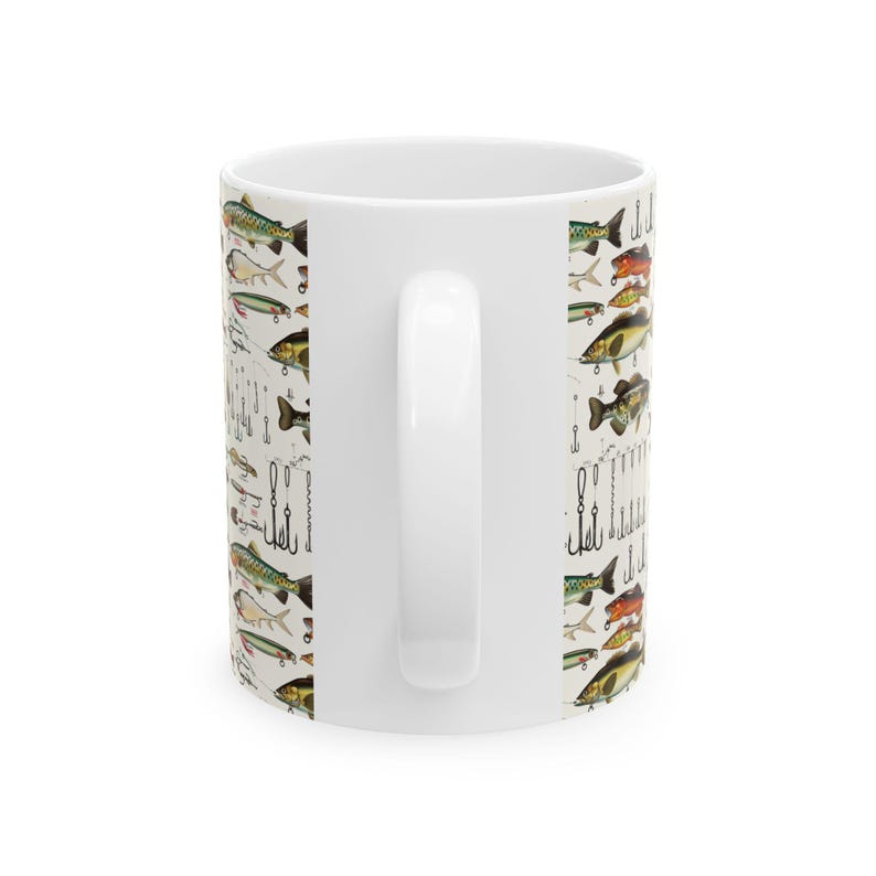 Fishing Mug Fish Hooks Coffee Mug Masculine Kitchen Decor Fisherman Mug ...