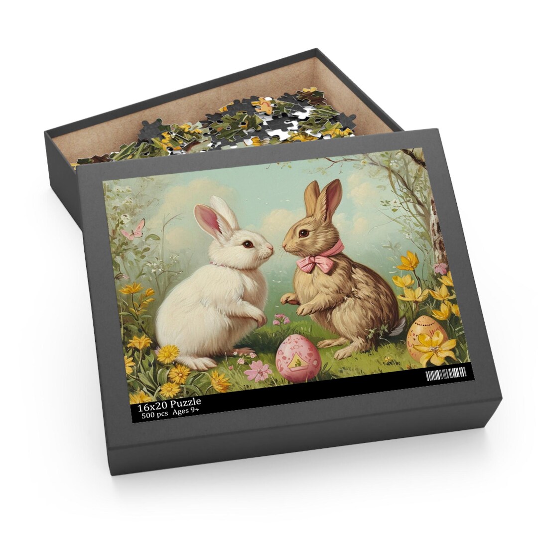 Vintage Easter Bunny Puzzle (120, 252, 500-piece) Easter Egg Puzzle ...