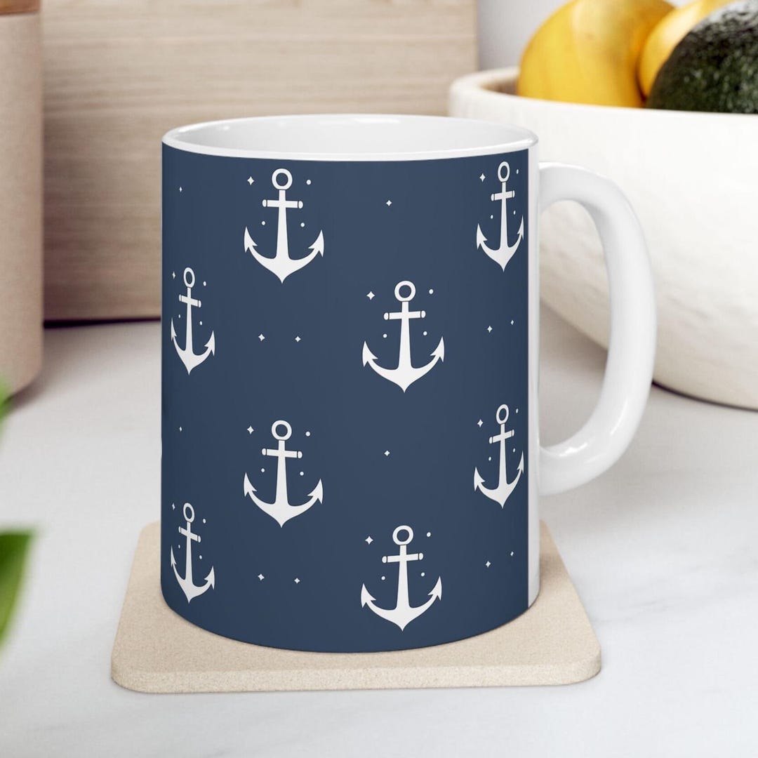 Anchor Mug Boating Mug Marine Mug Nautical Mug Coastal Kitchen Decor ...