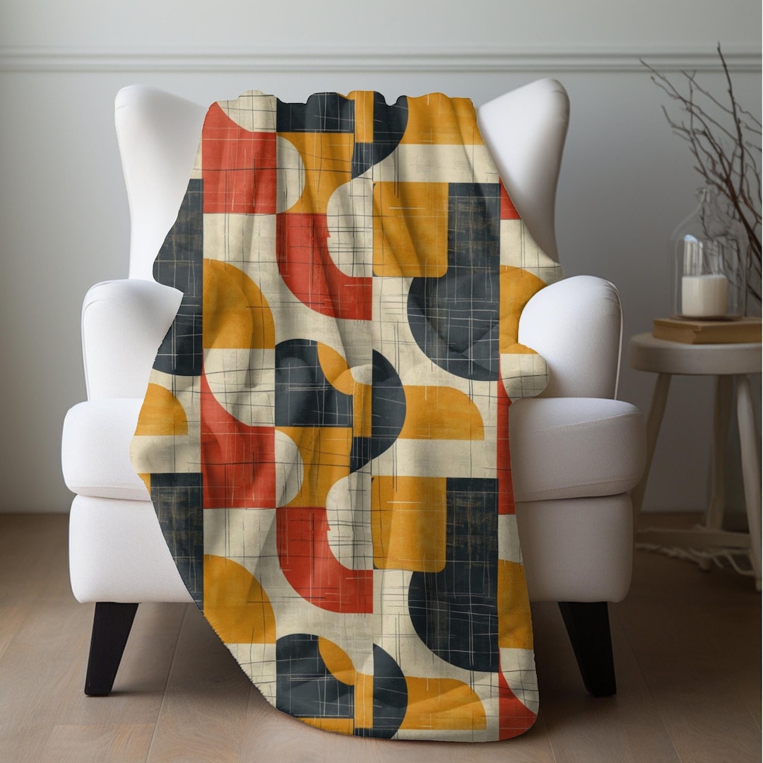 Mid Century Modern Blanket Vintage Modern Blanket Abstract Blanket ...