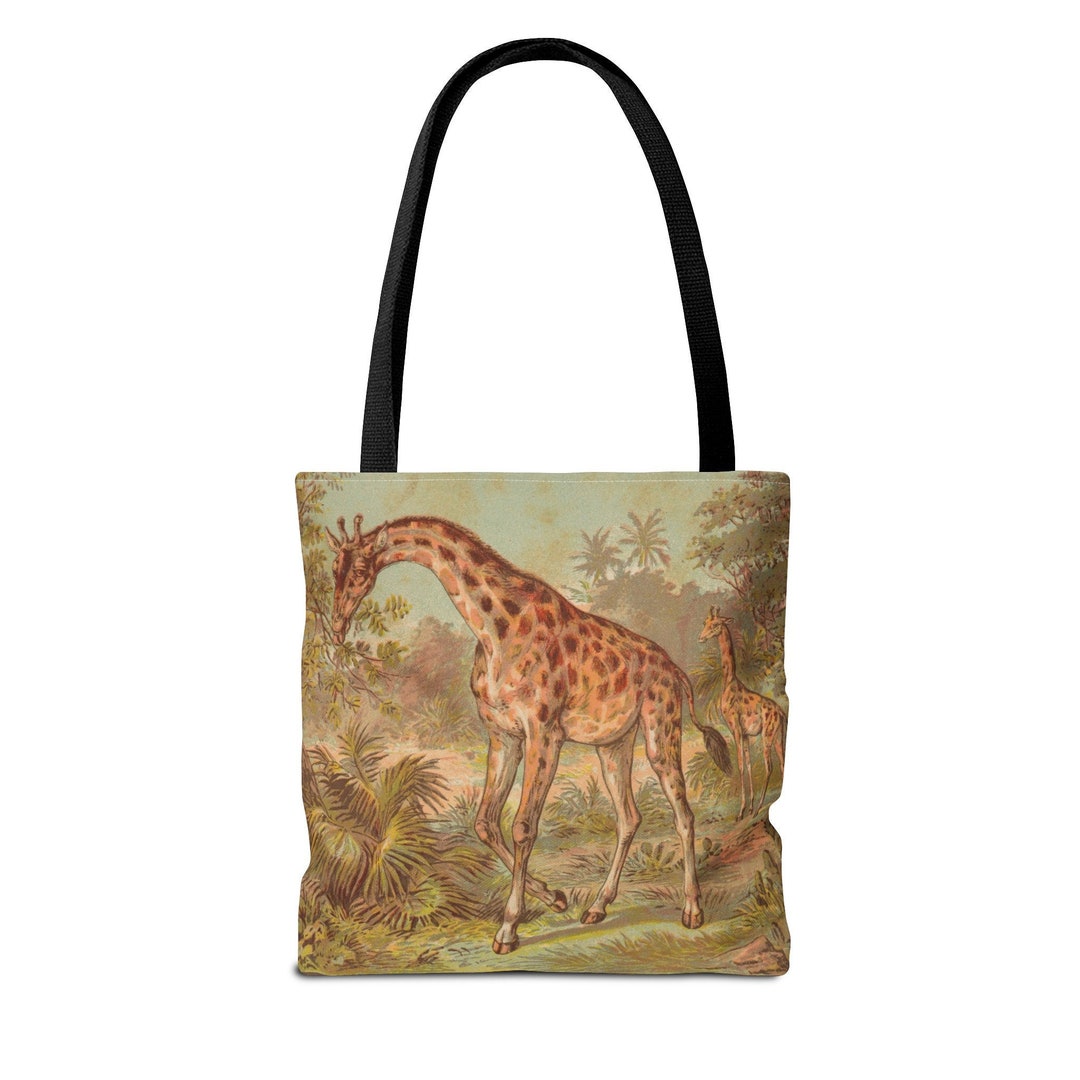 Giraffe Tote Bag Animal Print Tote Vintage Giraffe Print Tote Bag Retro ...