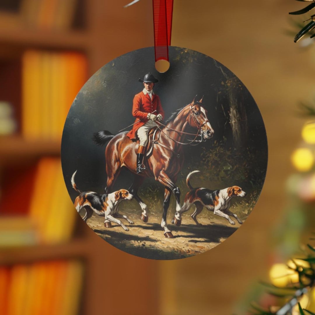 English Fox Hunting Christmas Tree Ornament Horse Oil Painting Ornament ...