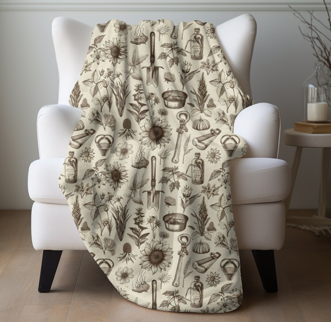 Spring Garden Blanket Sunflower Blanket Beige Fall Garden Blanket ...