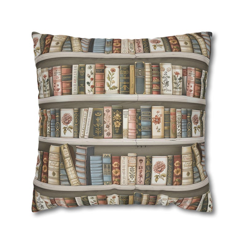 Bookshelf Pillow Cover Library Decor Pillow Literary Cushion Cover ...