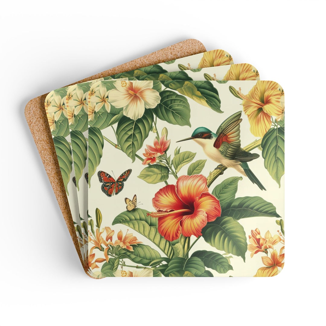 Hummingbirds Coaster Set Floral Coasters Butterfly Coasters Bird Nerd ...